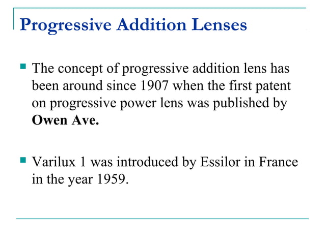 Progressive addition lenses | PPT