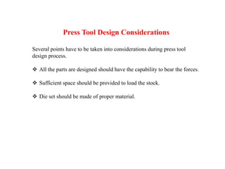 Design of Stage Progressive Die for a Sheet Metal Component | PPTX