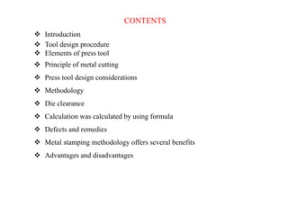 Design of Stage Progressive Die for a Sheet Metal Component | PPTX
