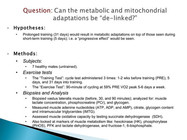 Progressive Effect Of Endurance Training On Metabolic Adaptations In ...
