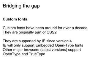 Progressive enhancement - Bridging the gap between CSS2 and CSS3 | PPT