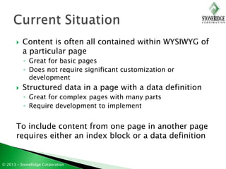 Progressive Enhancements to Improve Content Editing and Reuse in Cascade Server: Blocks (part 1 ...