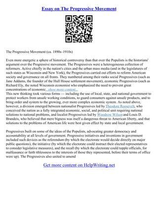 Progressive Movement Essay | PDF