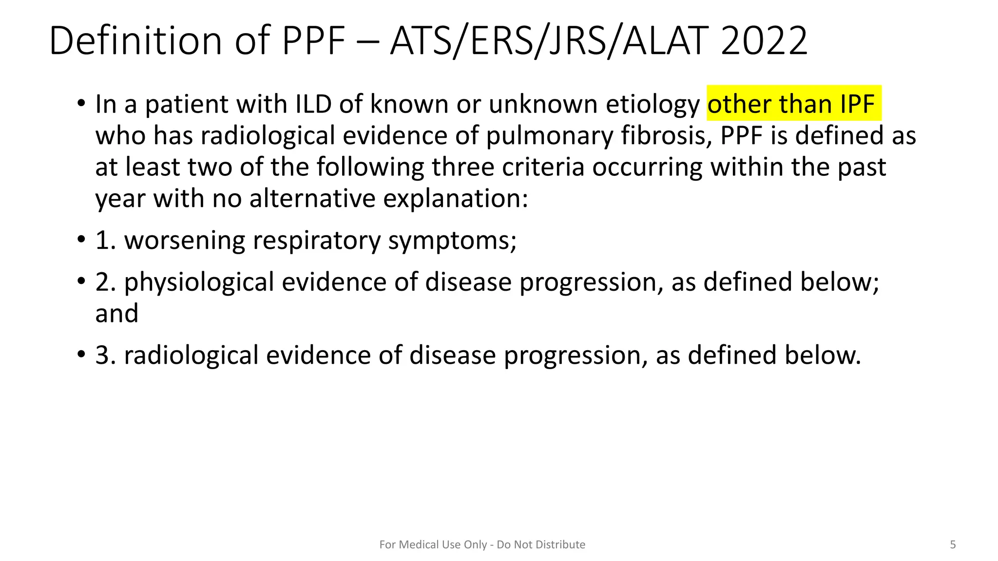 Progressive Pulmonary Fibrosis definition & management | PPTX