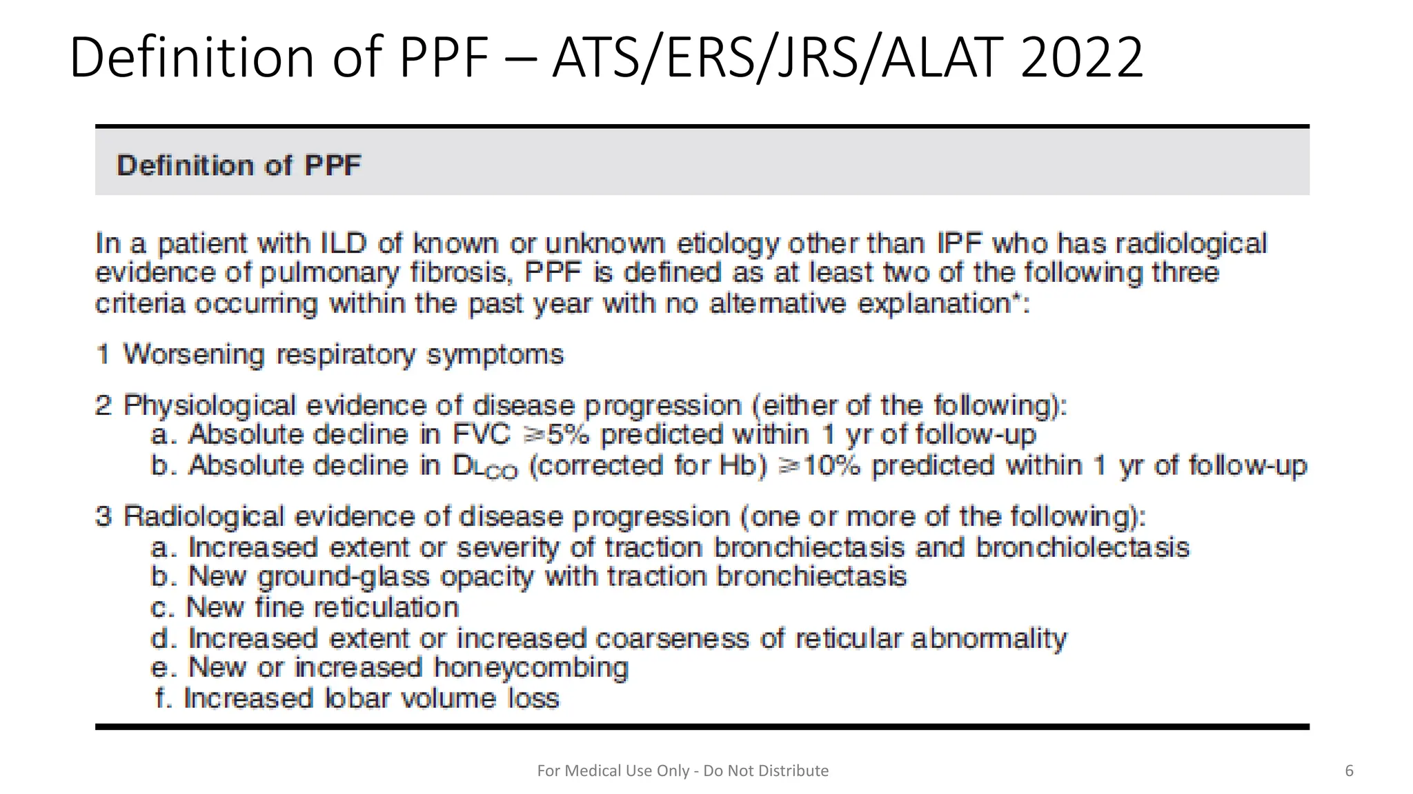 Progressive Pulmonary Fibrosis definition & management | PPTX