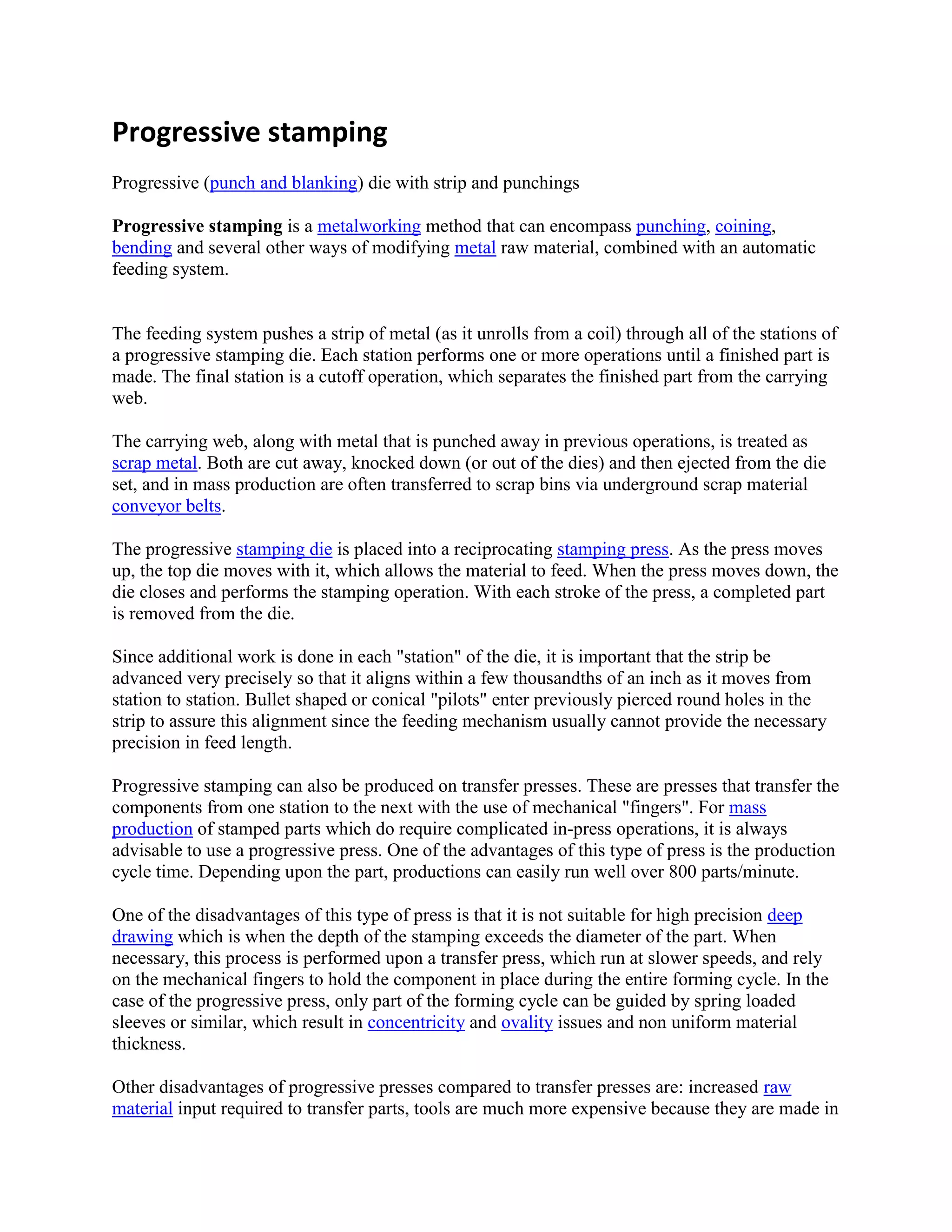 Progressive stamping | PDF