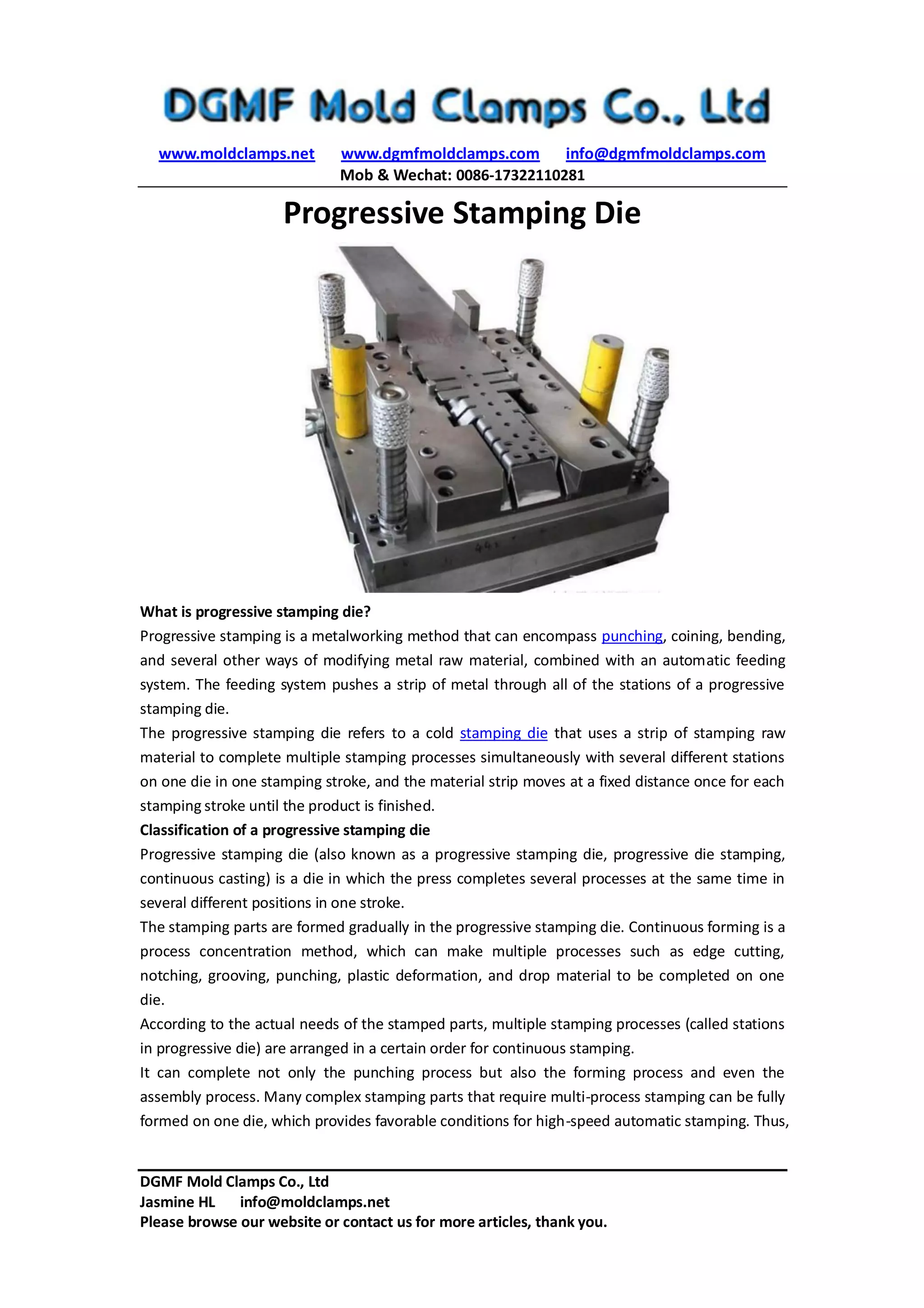 Progressive stamping die | PDF