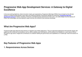 Progressive Web App Development Services: A Gateway to Digital ...