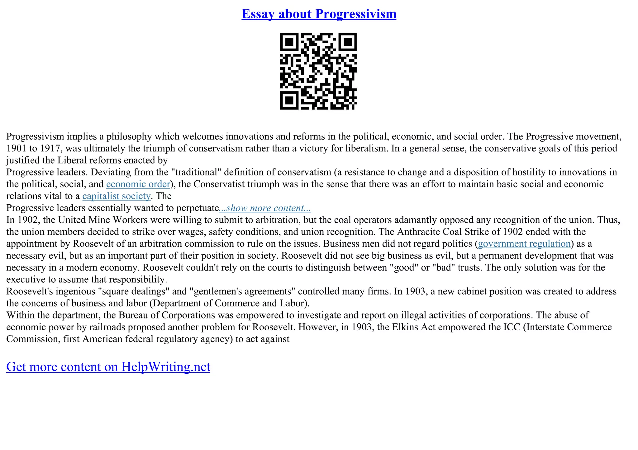 Progressivism Reflection | PDF