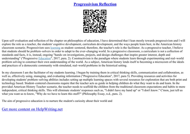 Progressivism Reflection | PPT