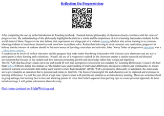 Progressivism Reflection | PDF