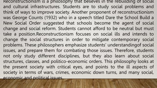 PROGRESSIVISM, THE PROGRESSIVISM CURRICULUM, RECONSTRUCTIONISM THE ...