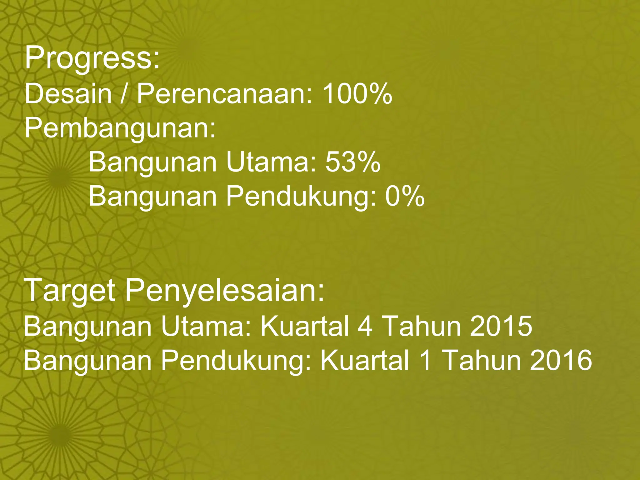 Progress of construction project of Ash Shaff Emerald Mosque | PPTX