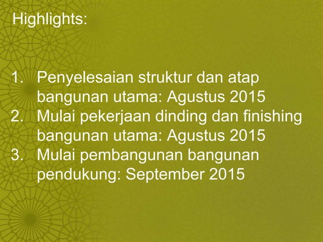 Progress of construction project of Ash Shaff Emerald Mosque | PPT