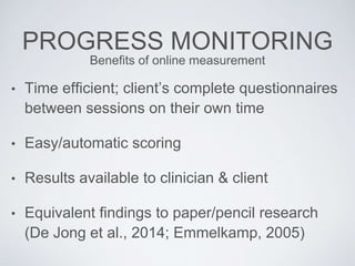 Progress Monitoring and Therapeutic Alliance in Mental Health Therapy ...