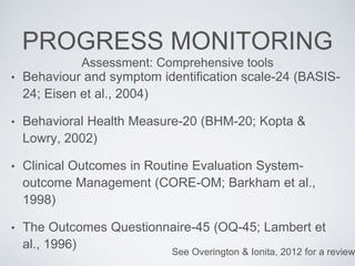 Progress Monitoring and Therapeutic Alliance in Mental Health Therapy ...
