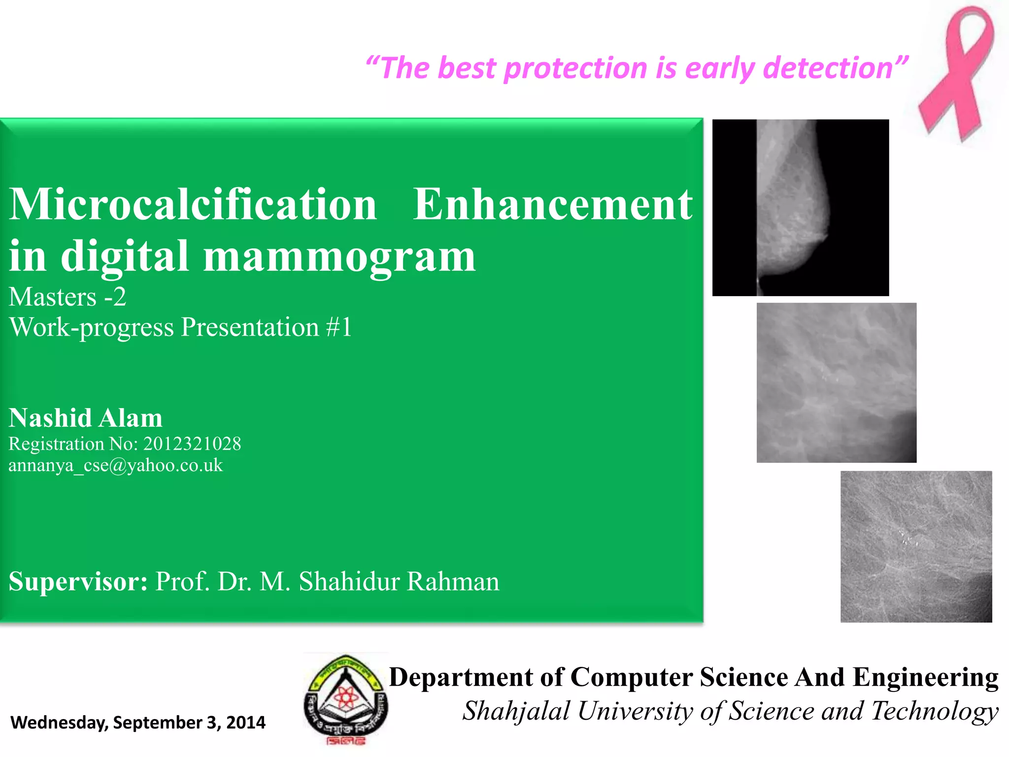 Microcalcification Enhancement in Digital Mammogram | PPT