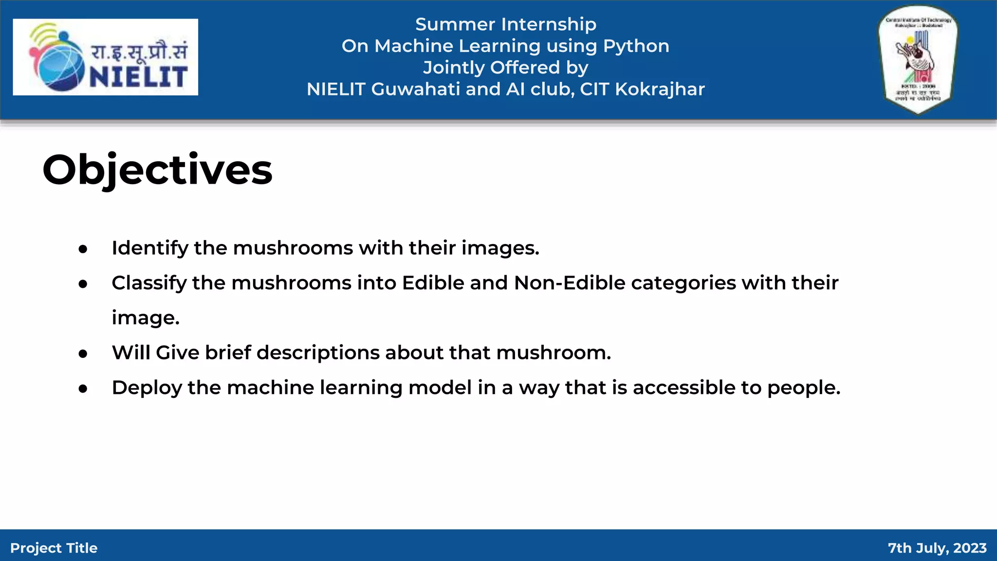 mushroom classification using machine learning | PPTX