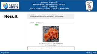 mushroom classification using machine learning | PPTX