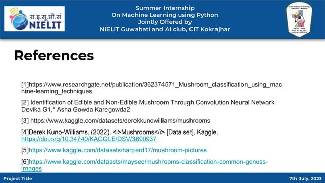 mushroom classification using machine learning | PPTX