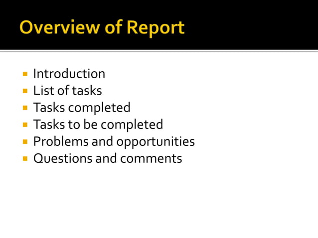 Progress Report Presentation | PPT