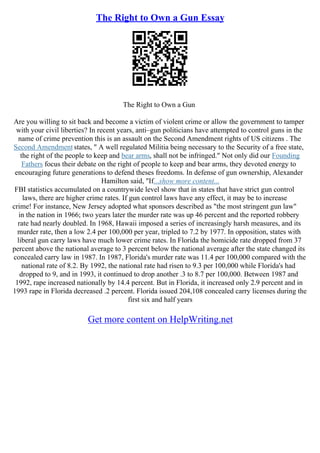 Pro Gun Essay | PDF | Arms & Ammunition | Sensitive Topics