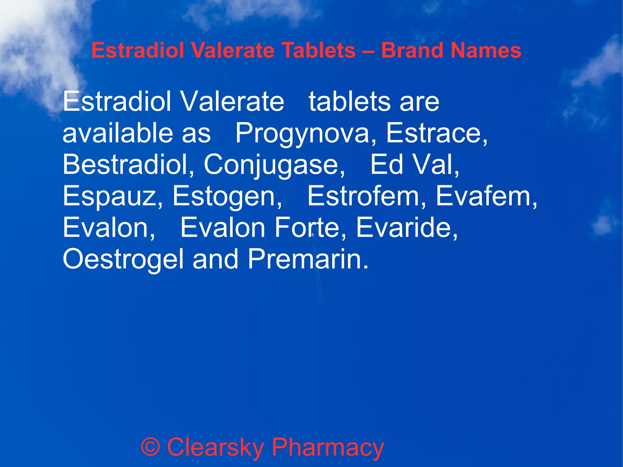 Progynova (Estradiol Valerate Tablets) | ODP