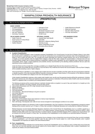 Discover the ManipalCigna ProHealth Insurance Prospectus | PDF