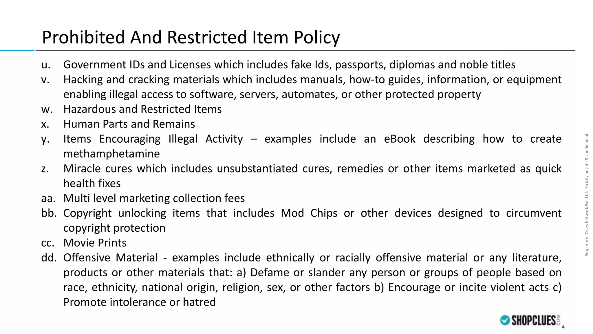Prohibited and restricted item policy | PPTX