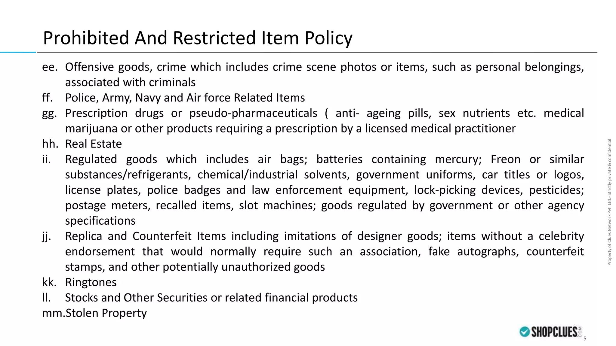 Prohibited and restricted item policy | PPTX