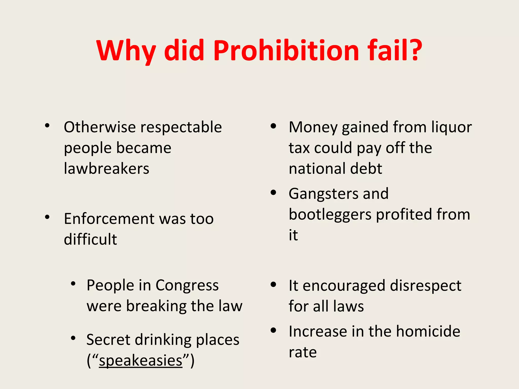 Prohibition & The 21st Amendment | PPT