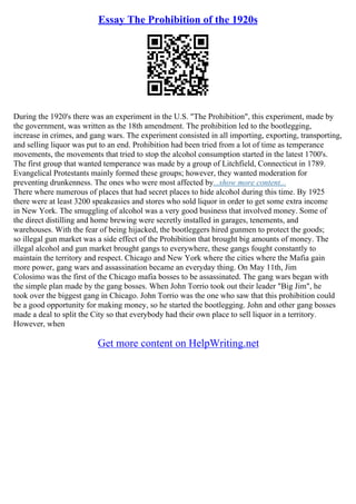 Prohibition Essay | PDF