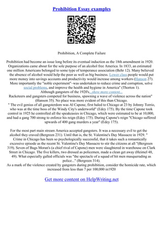 Prohibition Essay | PDF