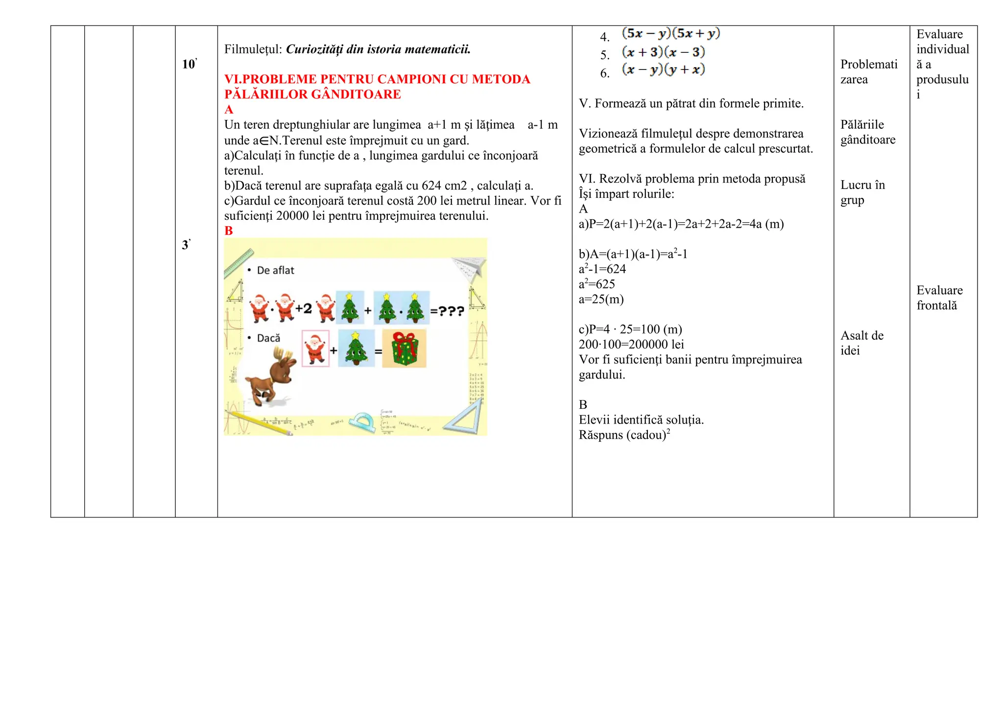 proiect-model.Proiect didactic la matematică, Calcul algebric.doc