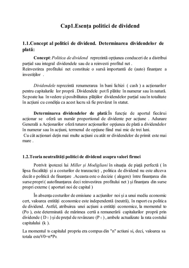 Proiect politica-de-dividend final | DOCX
