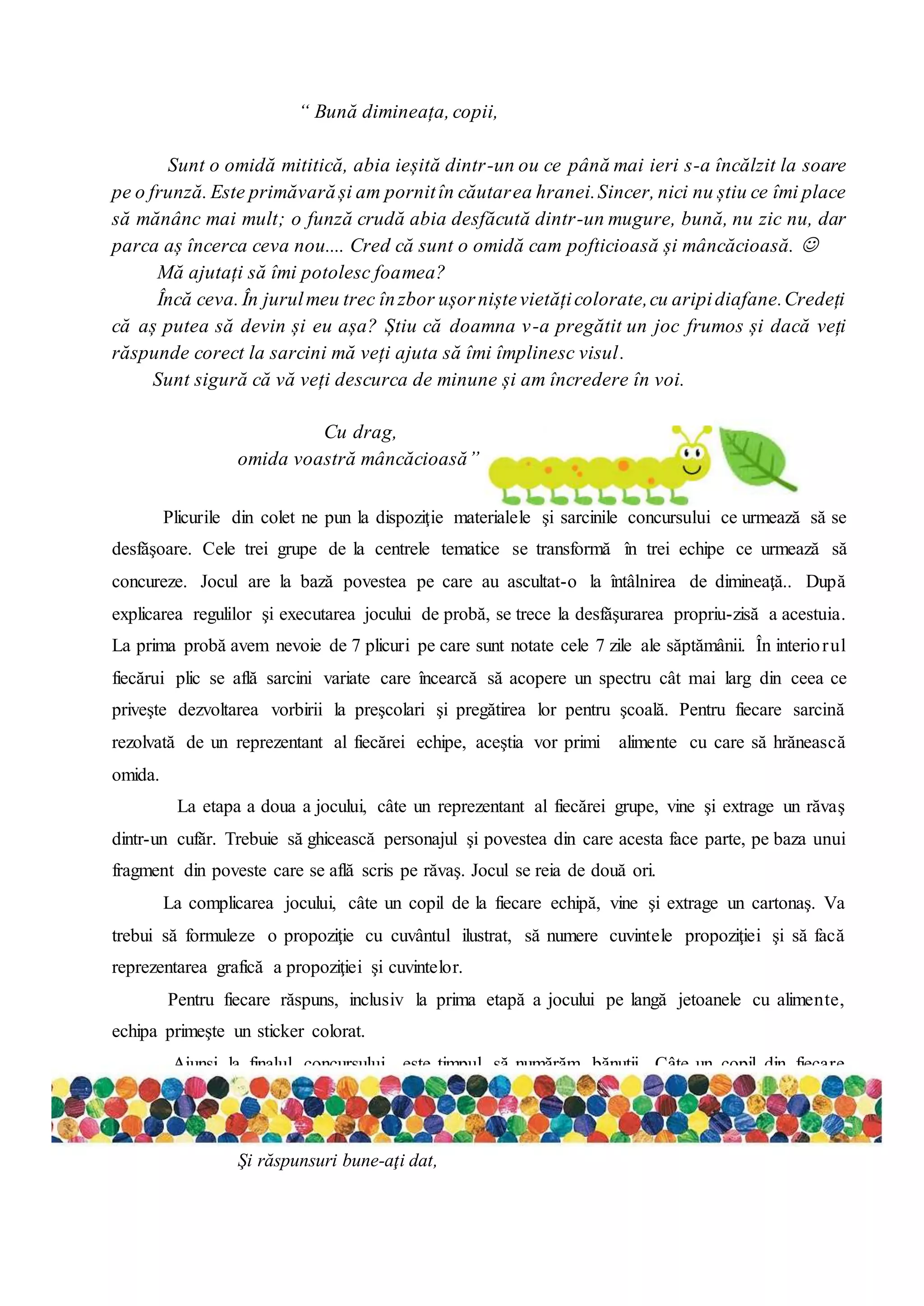 Proiect activitate integrata_insectele_ne_invata omida | DOCX