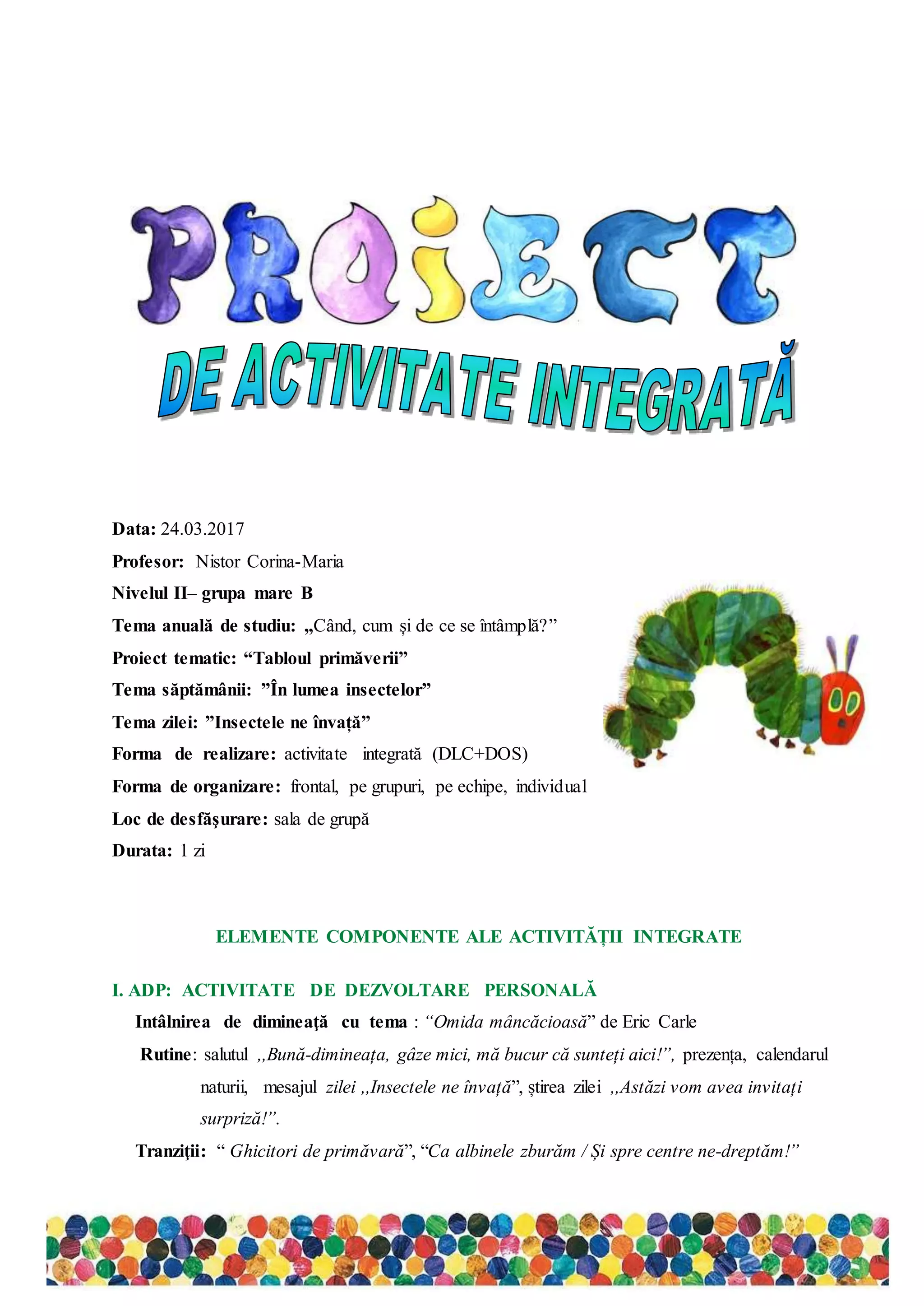 Proiect activitate integrata_insectele_ne_invata omida | DOCX