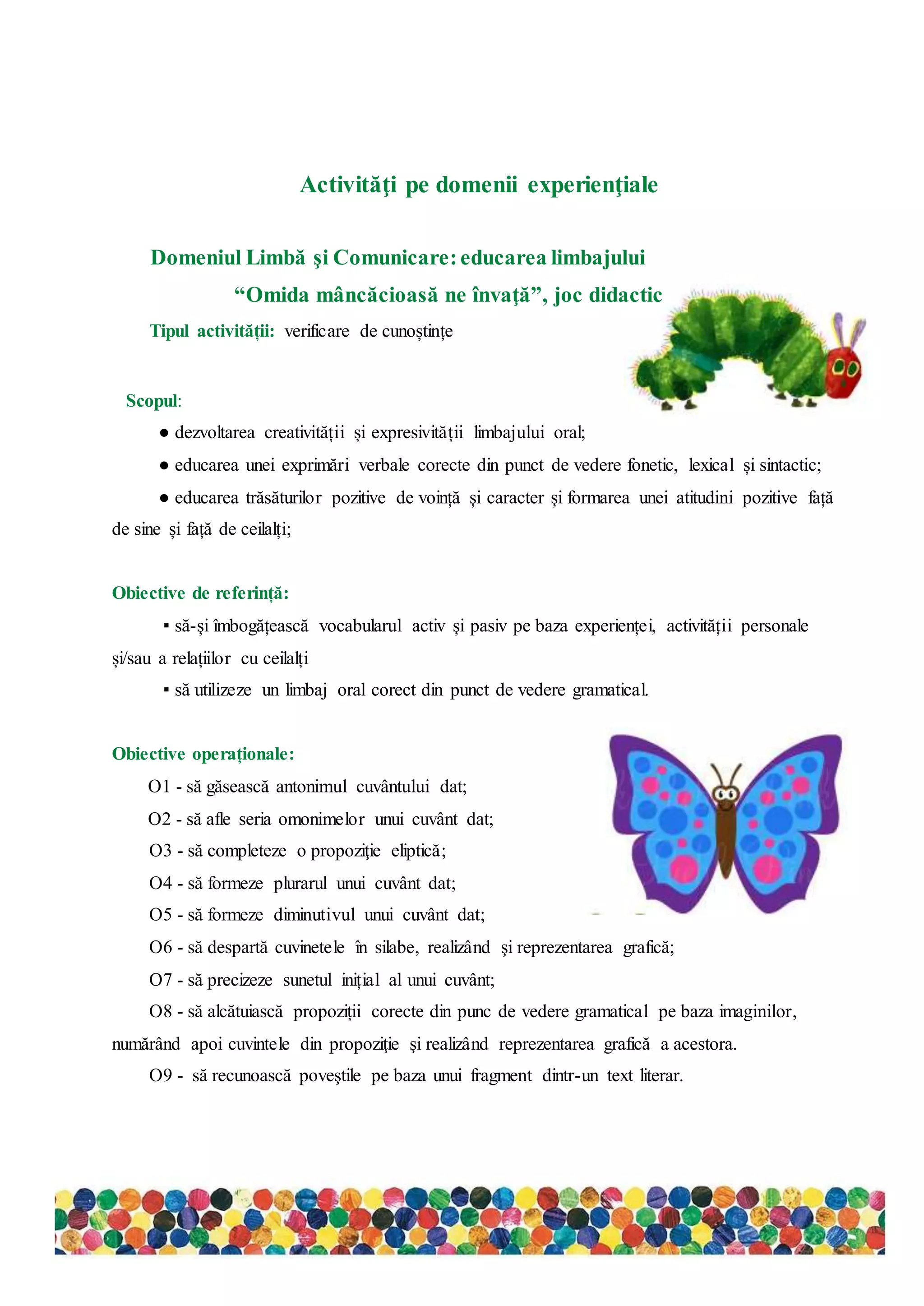 Proiect activitate integrata_insectele_ne_invata omida | DOCX