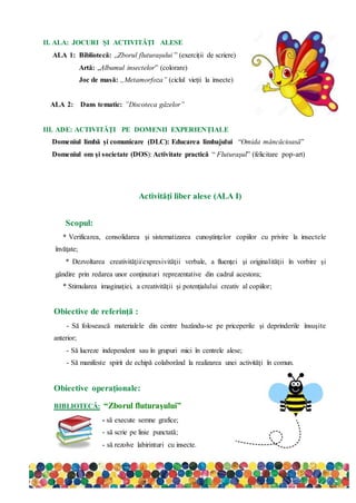 Proiect activitate integrata_insectele_ne_invata omida | DOCX
