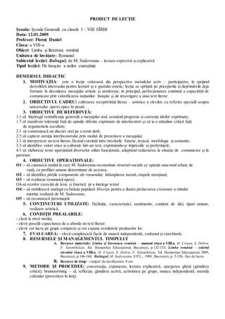 Proiect baltagul | PDF