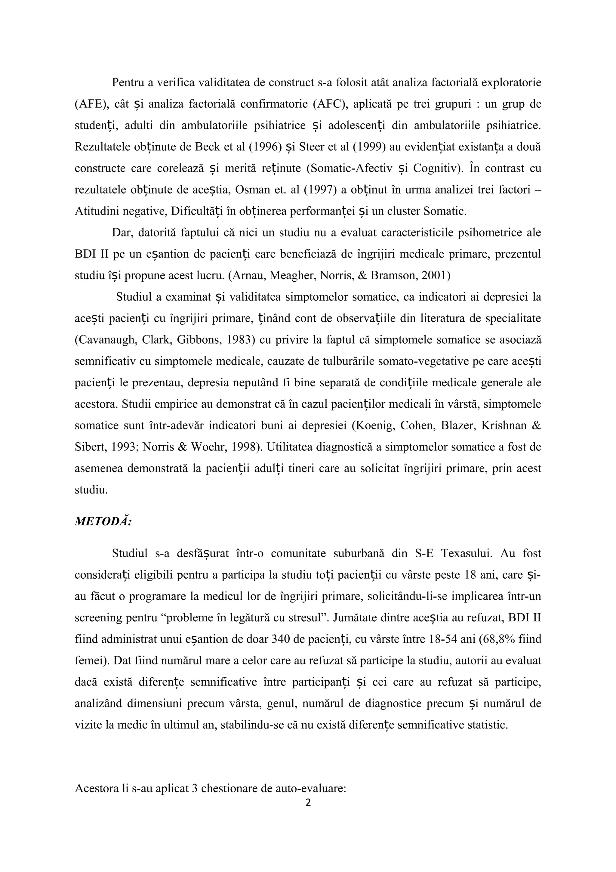 Proiect bdi ii utilitatea BDI II | DOC