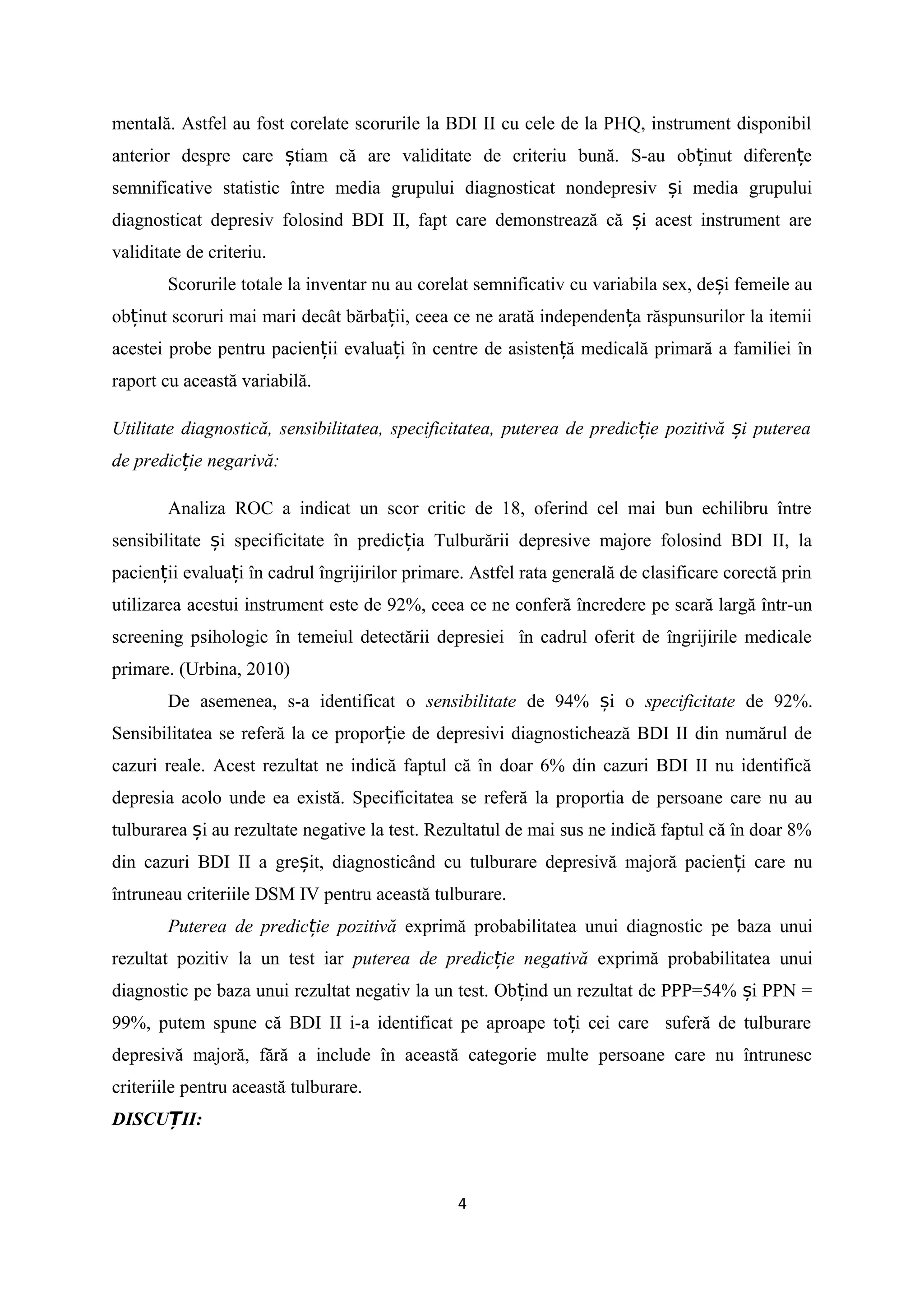 Proiect bdi ii utilitatea BDI II | DOC