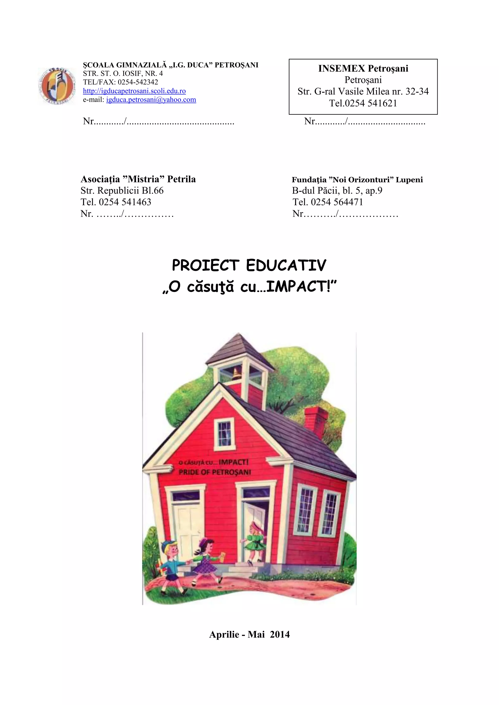 Proiect casuta/ proiect educativ | DOCX
