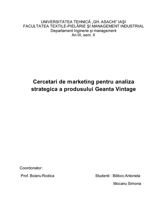 Proiect cercetari de marketing | PDF