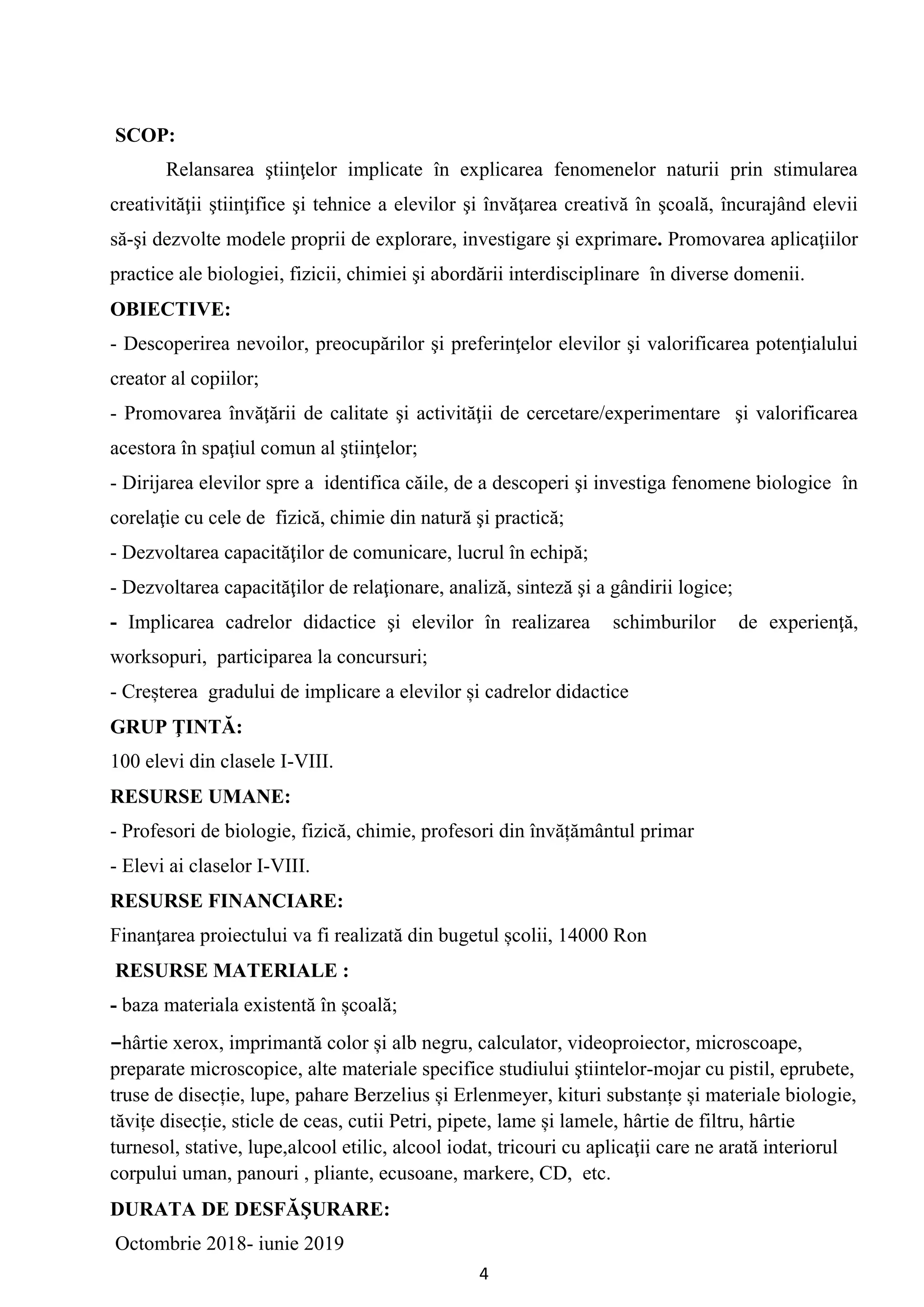 Proiect Clubul de Știinte Învață să descoperi! SCOALA GIMNAZIALĂ IPOTEȘTI, SUCEAVA | PDF