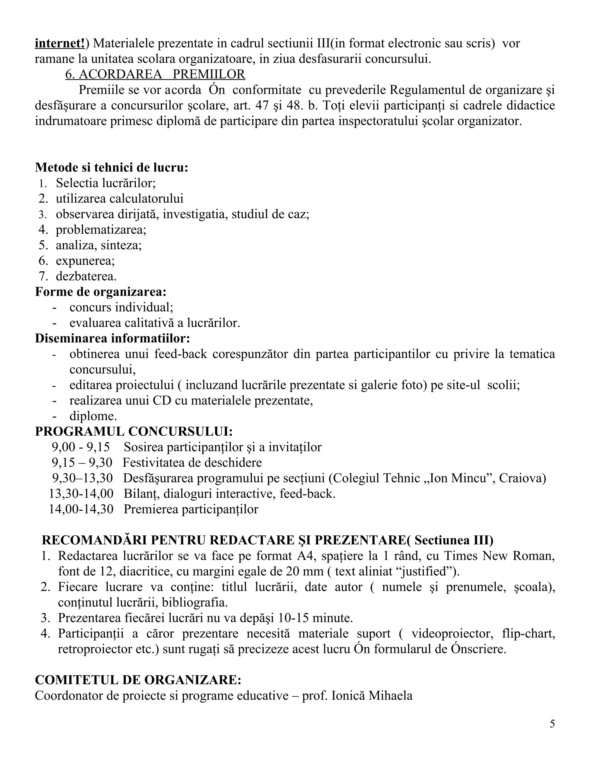 Proiect concurs final | DOC