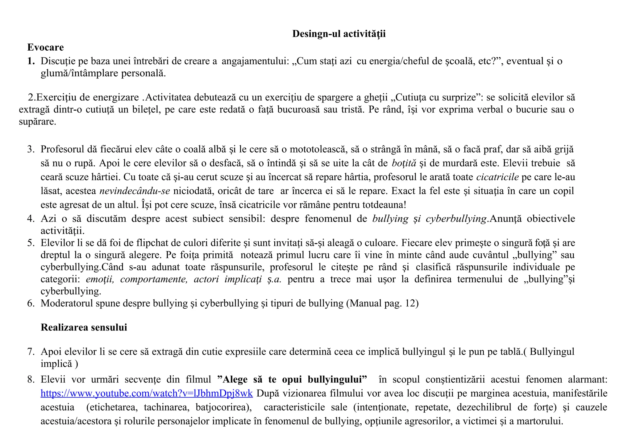 proiect de lecție bullying.docxxxxxxxxxx | PDF