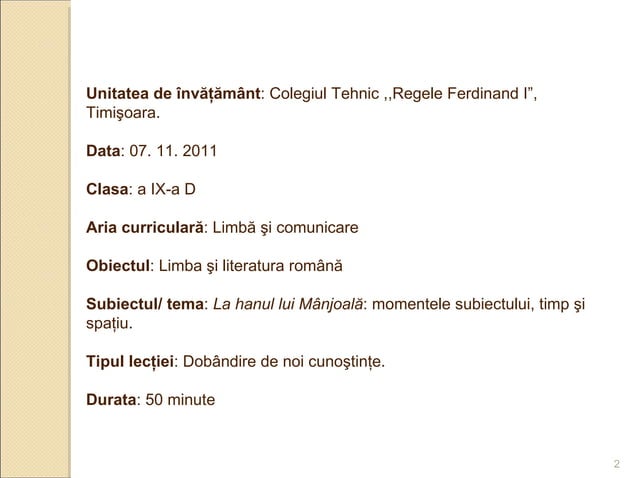 Proiect de lectie | PPT