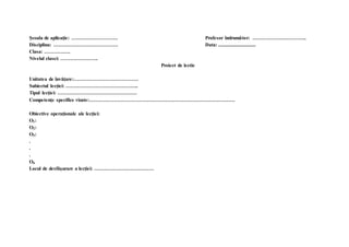 Proiect de lectie | DOCX