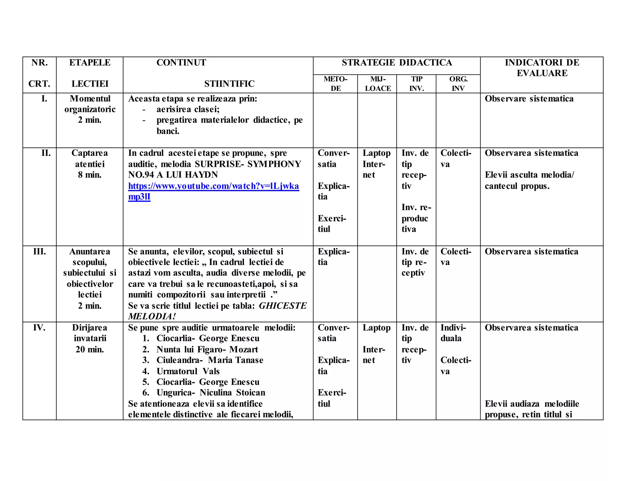 Proiect de lectie | DOCX